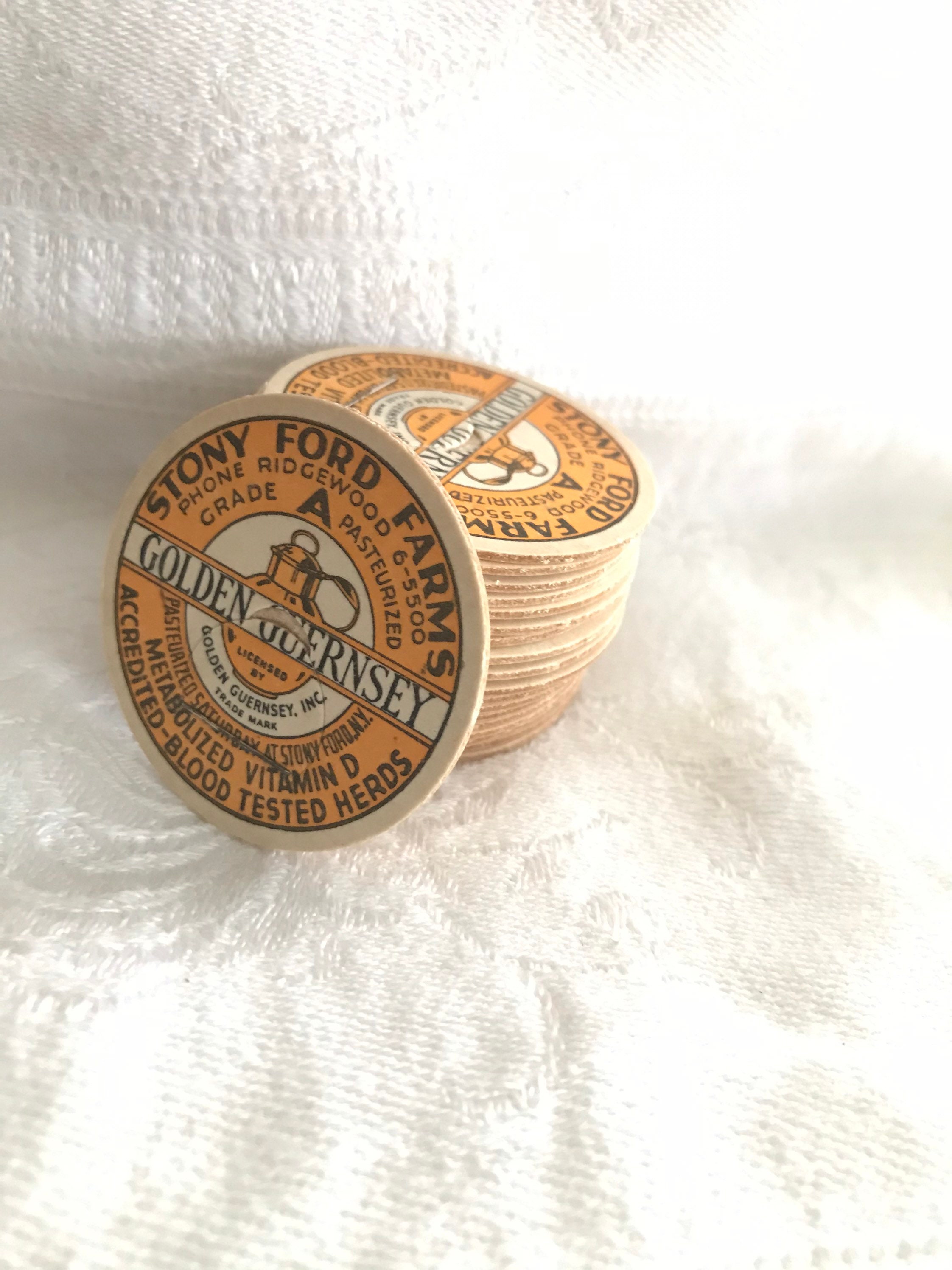 Milk Bottle Caps /15 Vintage Cardboard Milk Caps for Crafts, Mixed ...