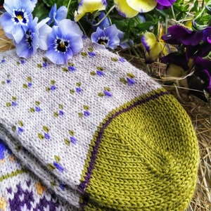 Hand Knitted Spring Flower Socks, Tweed Yarn - Etsy