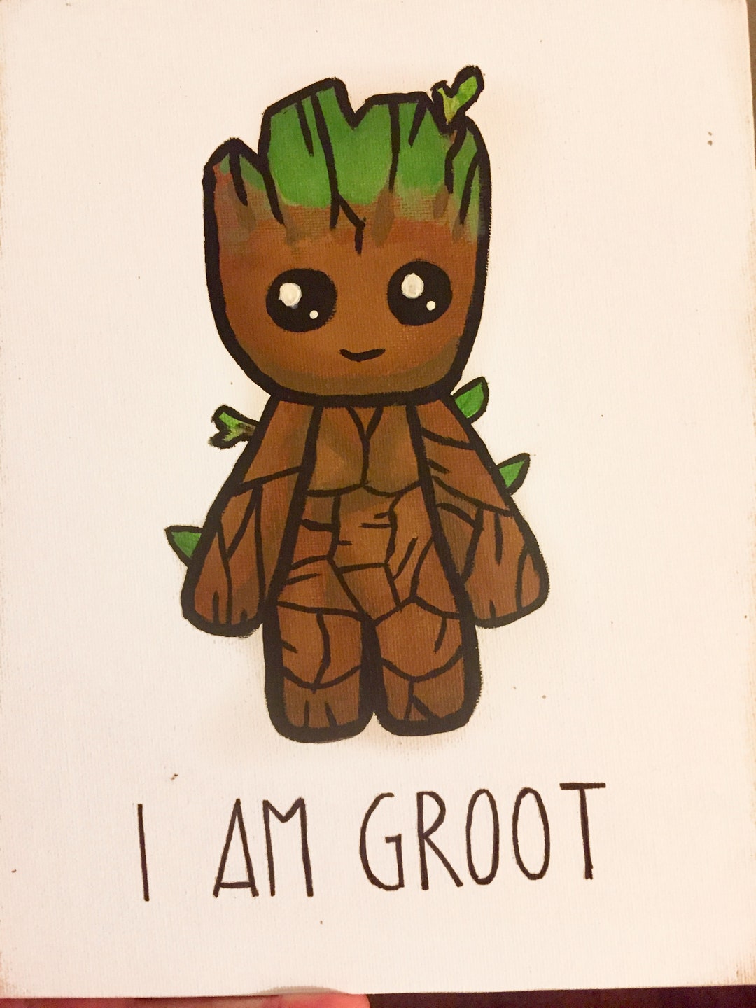 Cute Baby Groot Painting From Guardians of the Galaxy With "i AM Groot ...