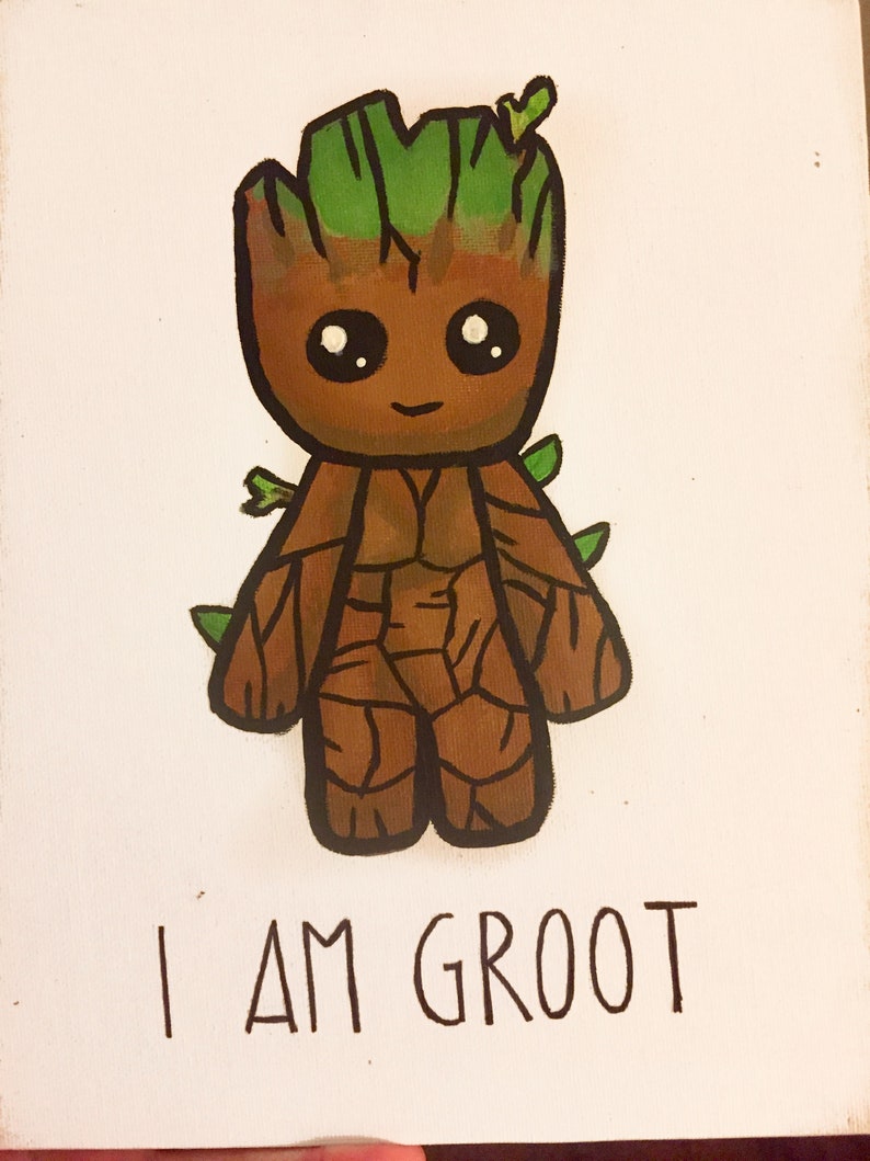 Cute Baby Groot Painting From Guardians of the Galaxy With "i AM Groot ...