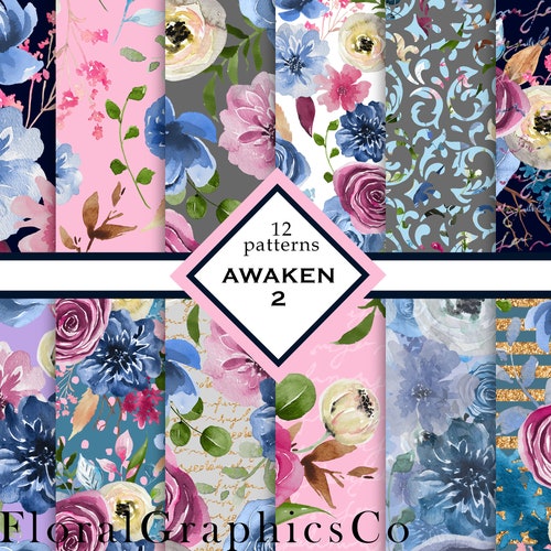 Watercolor Flowers Digital Paper Seamless Floral Digital | Etsy