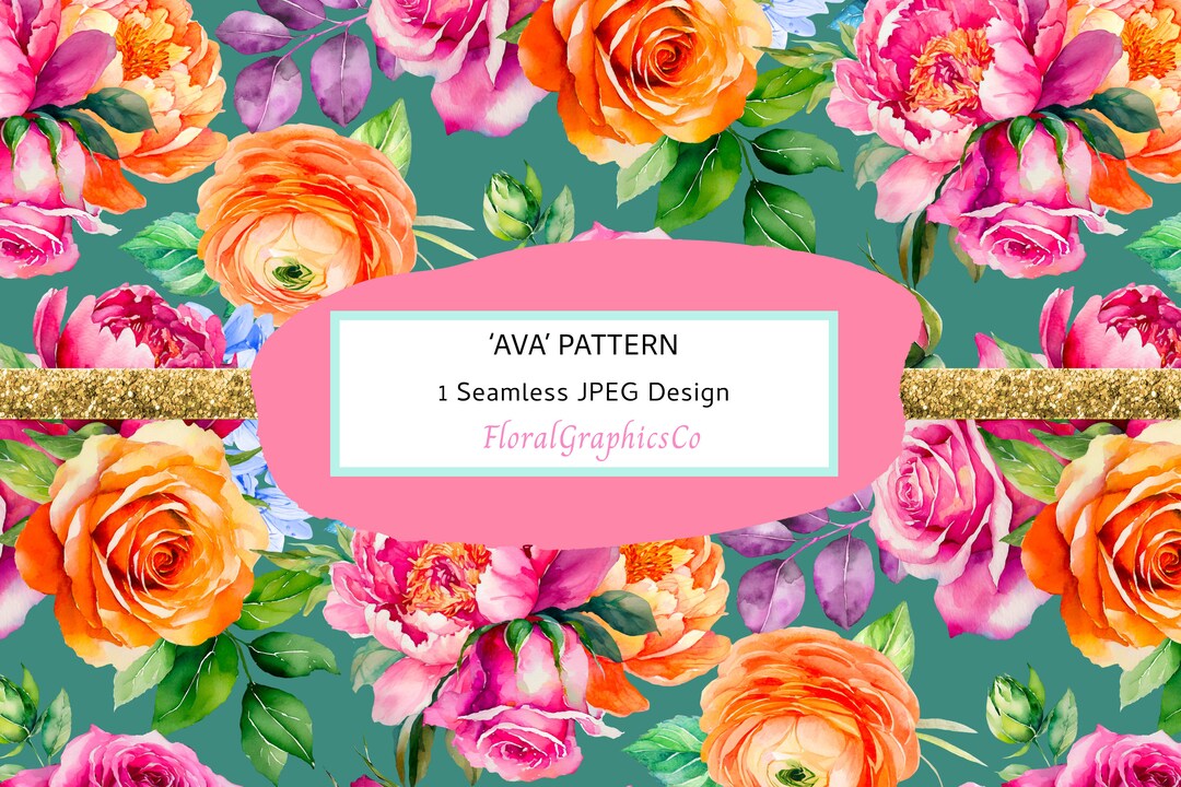 Watercolor Floral Digital Paper, Rose Pattern, Peony Pattern, Pink and ...