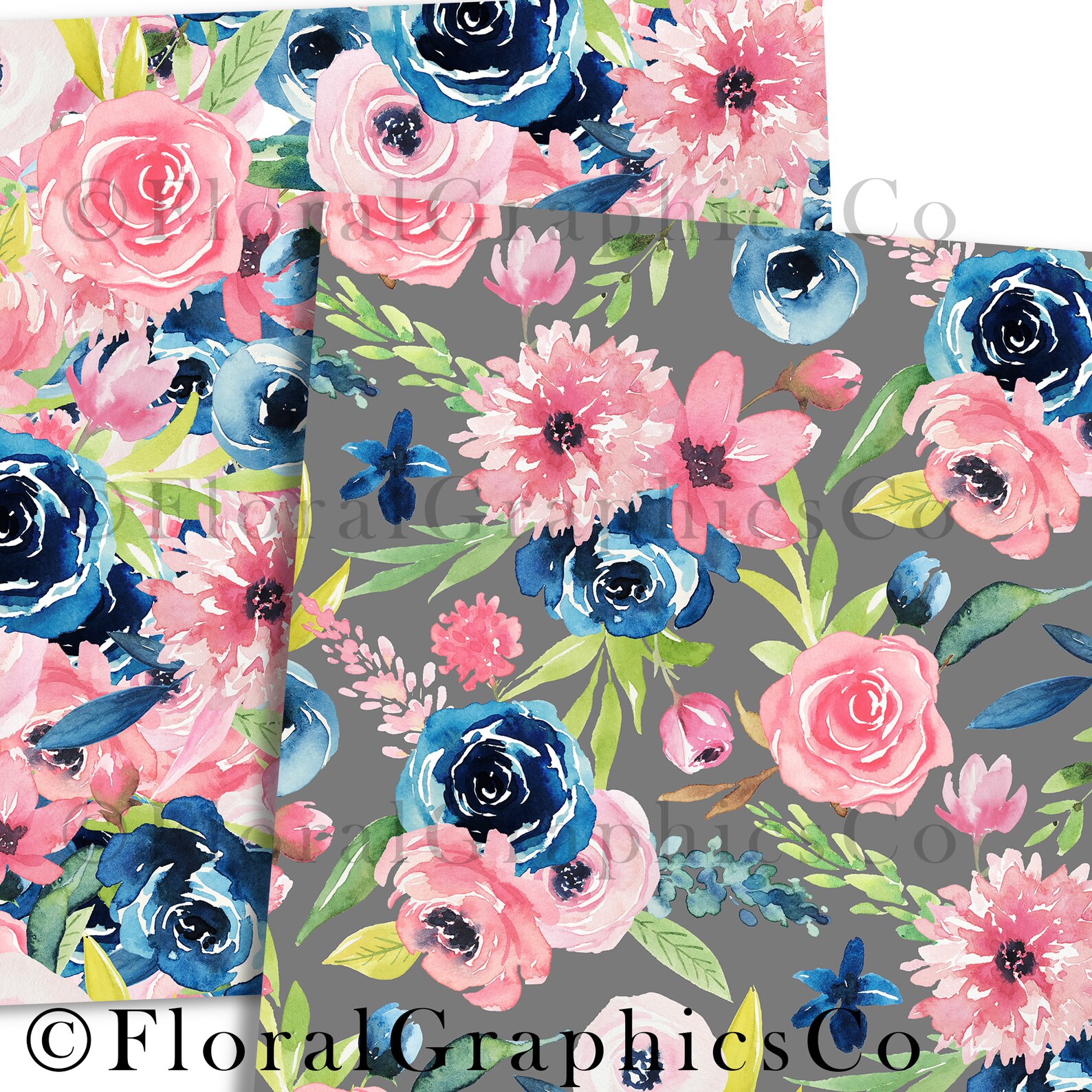 Watercolor Floral Digital Paper Seamless Patterns Pink - Etsy