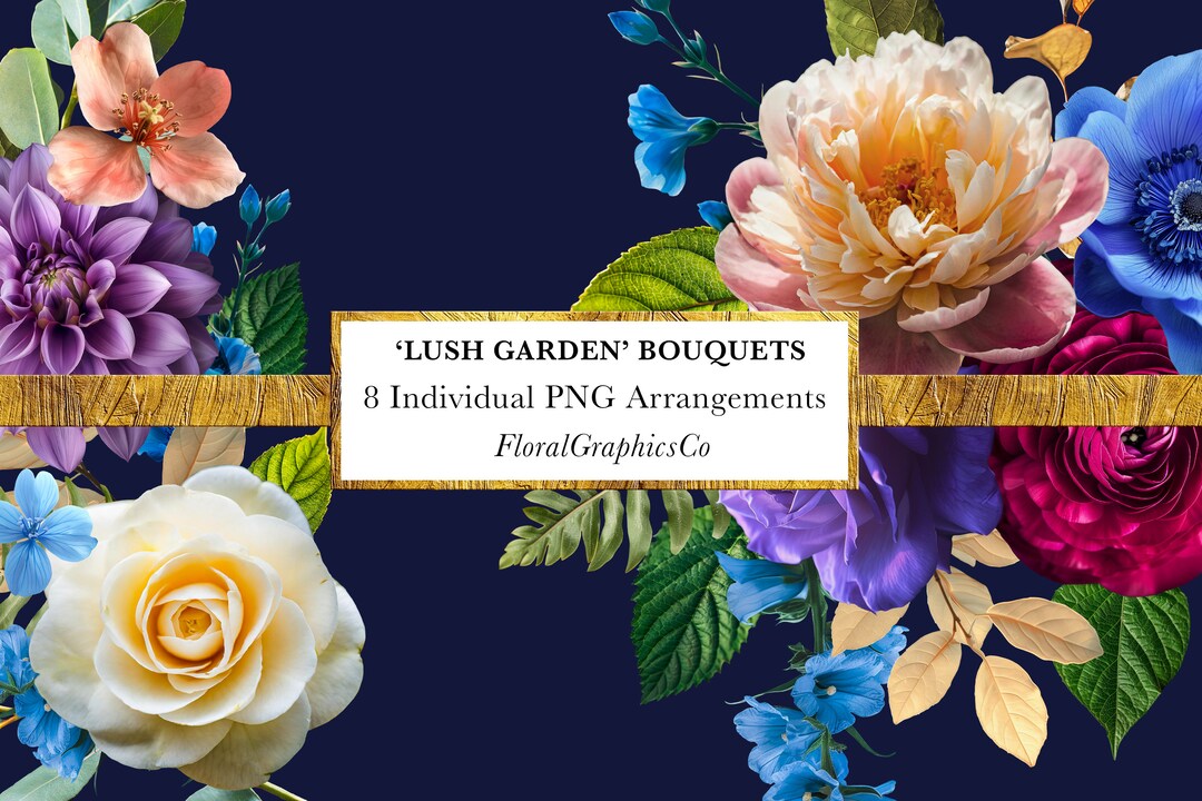 Floral Clipart, Purple and Blue, Floral Bouquets, Roses, Floral ...