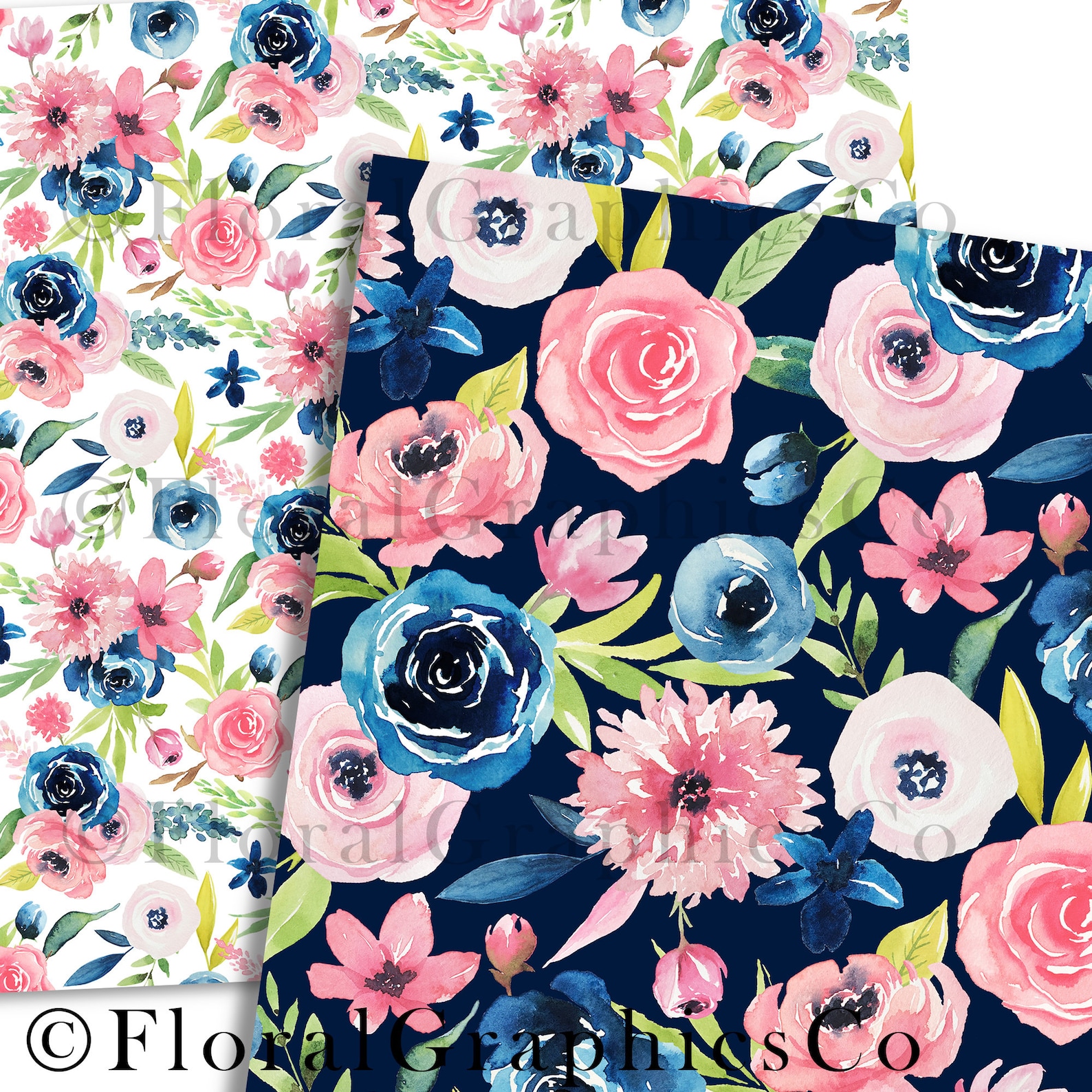 Watercolor Floral Digital Paper Seamless Patterns Pink - Etsy