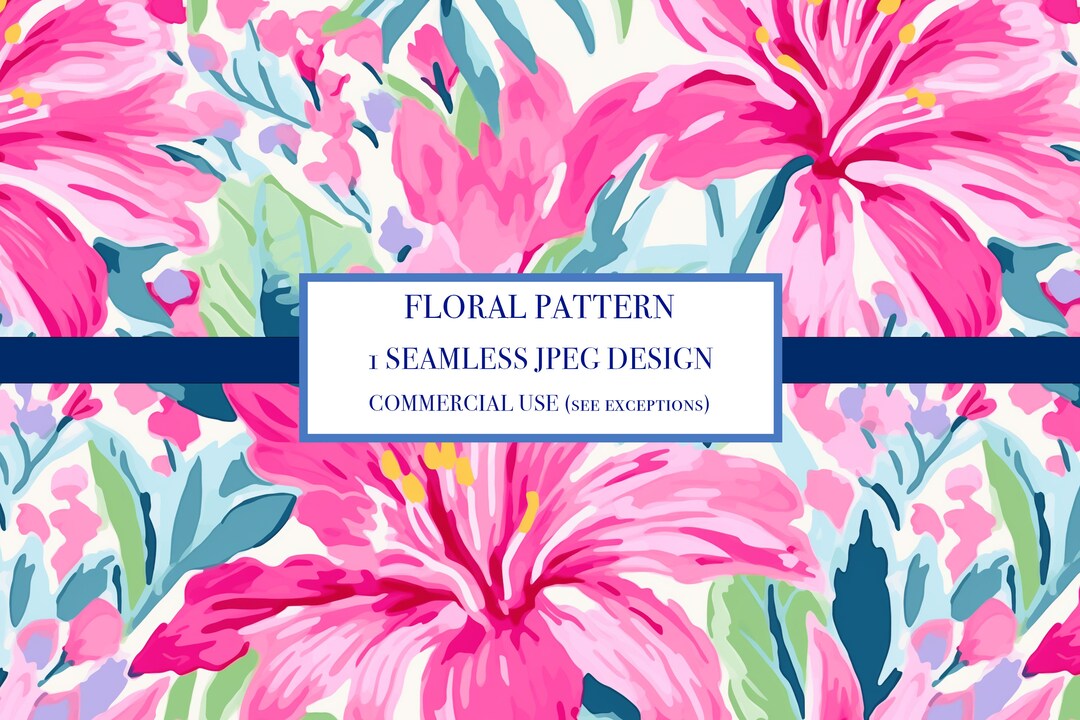 INSTANT DOWNLOAD Preppy Pink Floral Pattern, Seamless Design, Summer Pattern, Floral Surface ...