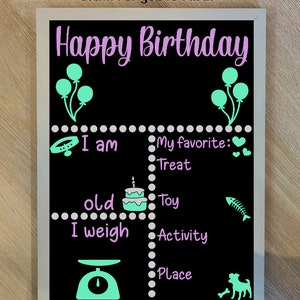 Pet Birthday Chalkboard - Pets First Birthday - Pet Birthday - Cat ...