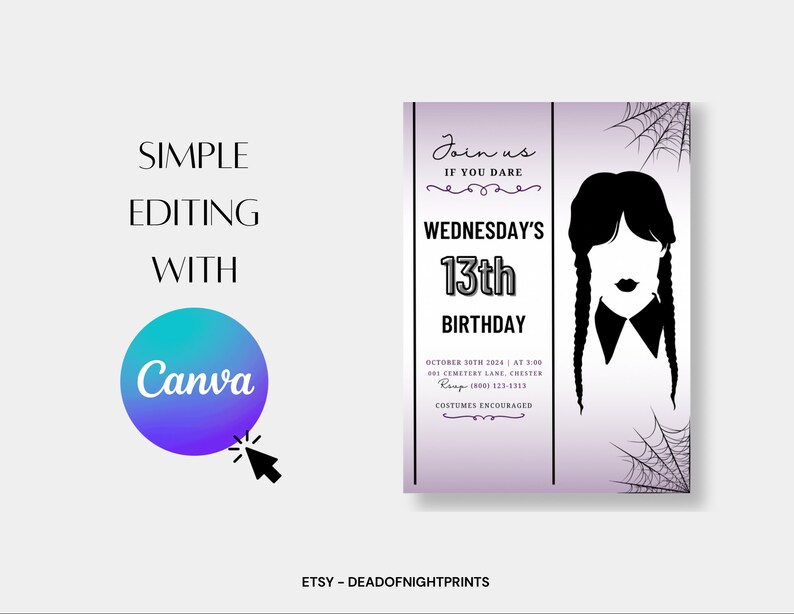 Custom WEDNESDAY Addams Family Birthday Invitation Boys - Etsy