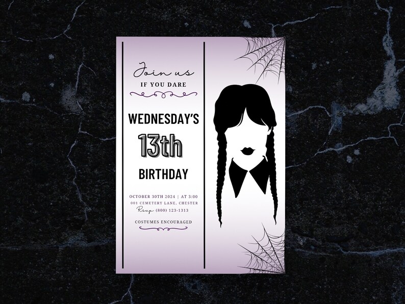 Custom WEDNESDAY Addams Family Birthday Invitation Boys - Etsy
