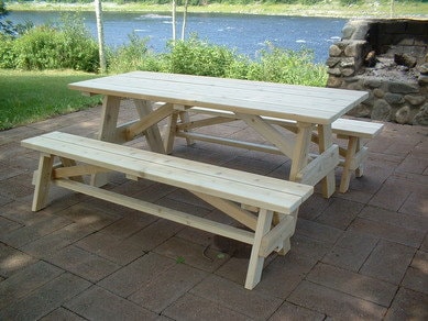 6 Ft. Cedar Picnic Table With Separate Benches - Etsy