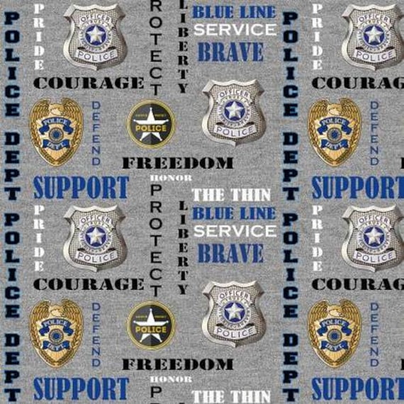 FLEECE Police Printed Fabric | Etsy