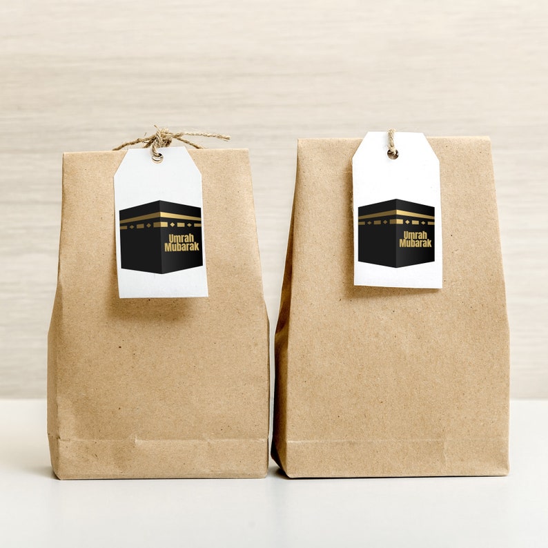 Kaaba-inspired 'umrah Mubarak' Sticker Elegant Gold & Black Cube Design ...