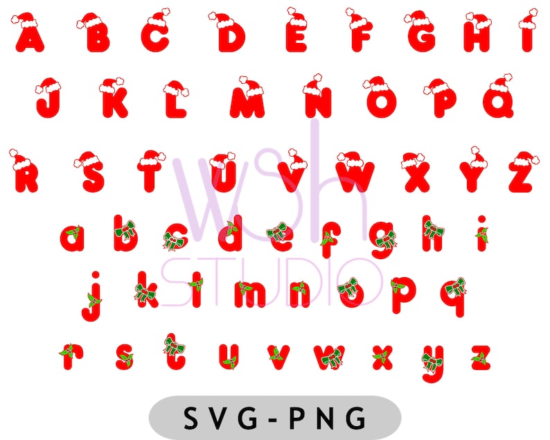 Christmas Alphabet SVG, PNG, Santa Alphabet Svg, PNG, Christmas Font ...