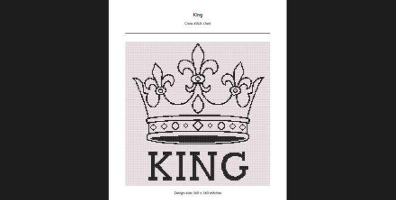 King Crown Cross Stitch Pattern PDF, Elegant Monogram Letter, Modern ...