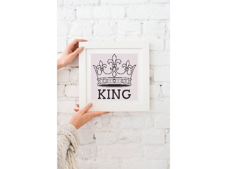 King Crown Cross Stitch Pattern PDF, Elegant Monogram Letter, Modern ...