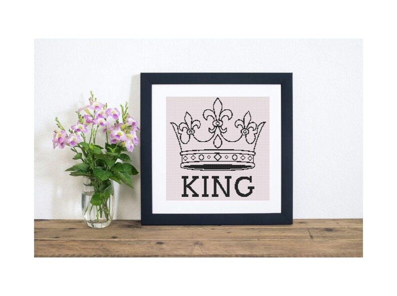 King Crown Cross Stitch Pattern PDF, Elegant Monogram Letter, Modern ...