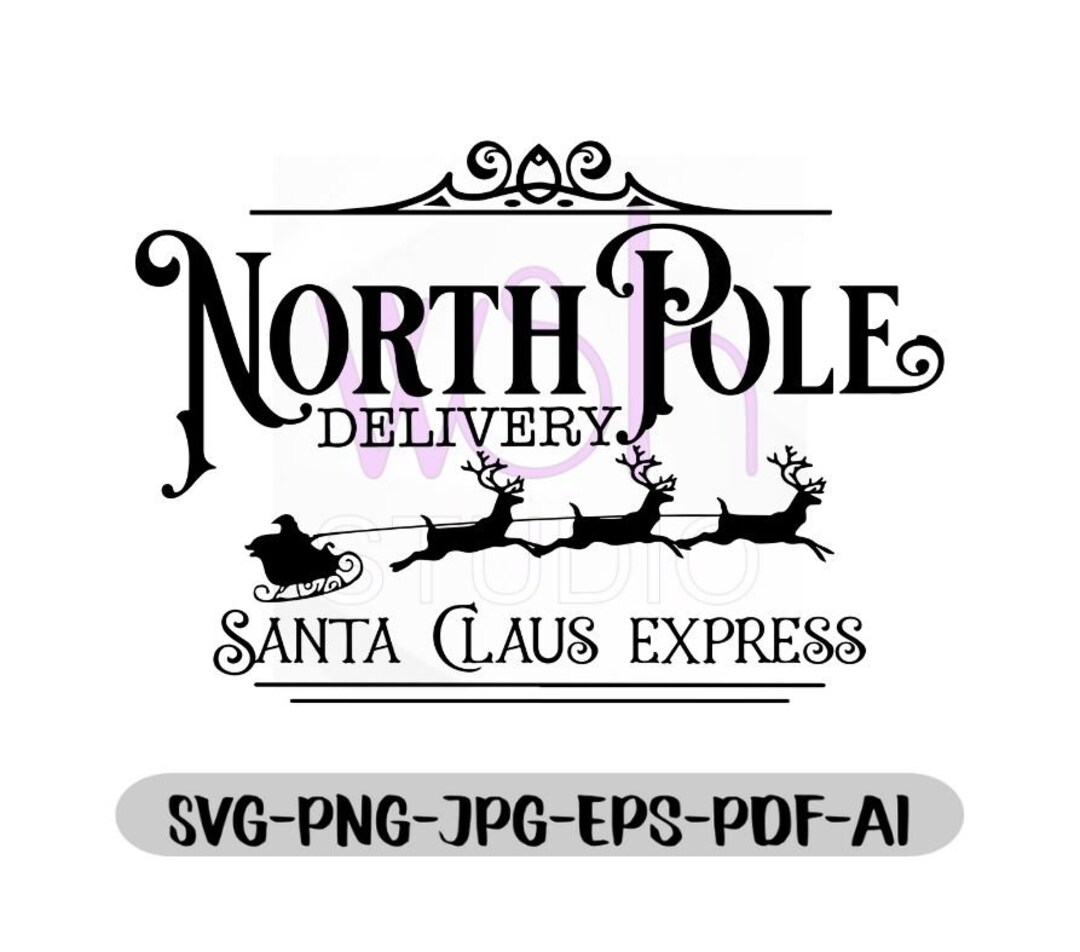 North Pole Santa Claus Express SVG, PNG, Eps, Ai, Pdf, Retro Christmas ...