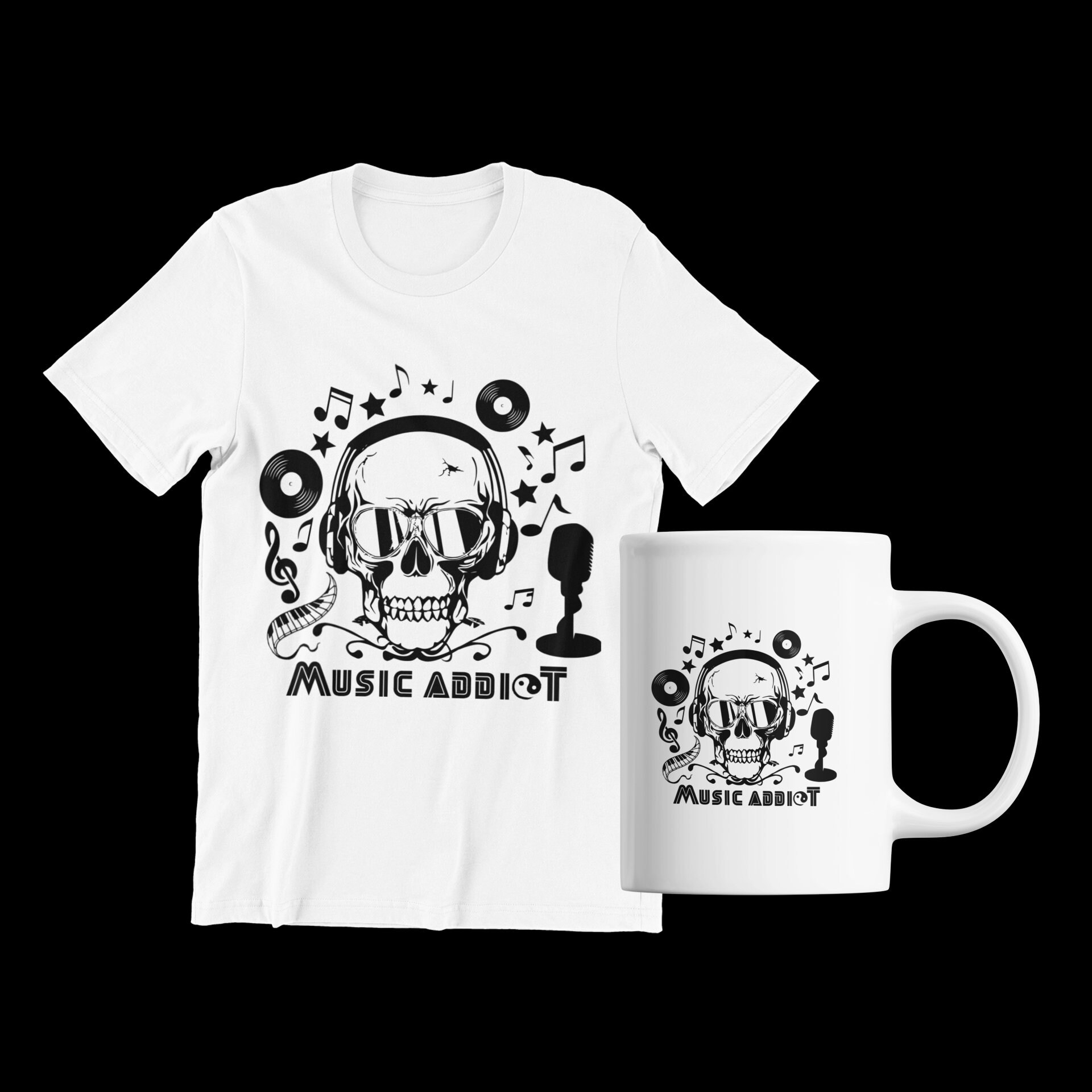 Skull, Music Addiot, Rock&roll, Musical Notes, Digital Download/svg ...