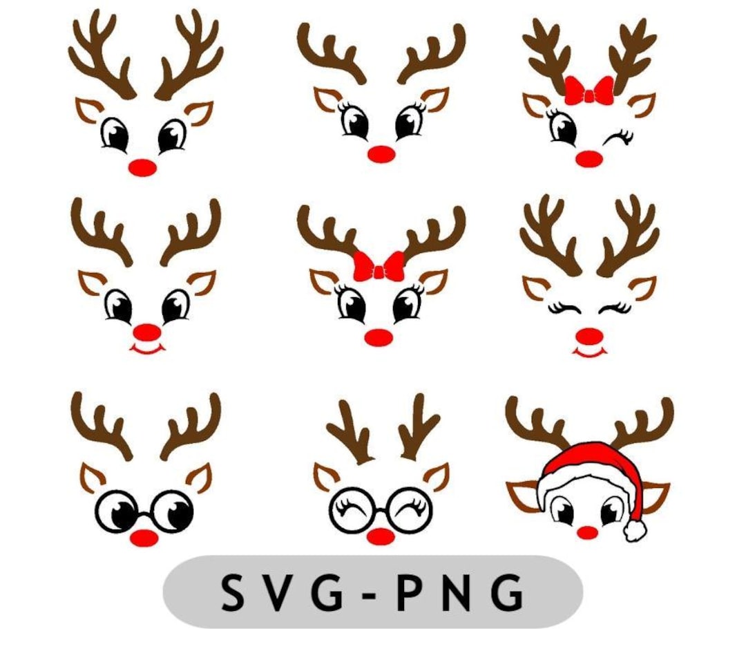 Reindeer Face SVG PNG, Reindeer Svg, Christmas Reindeer Face Svg, Girl ...