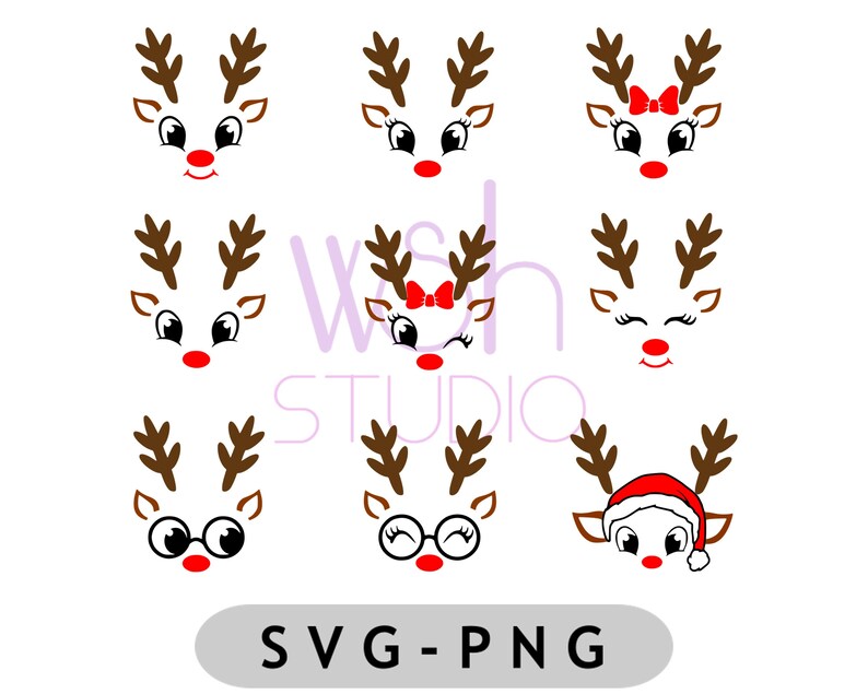 Reindeer Face SVG PNG, Reindeer Svg, Christmas Reindeer Face Svg, Girl ...