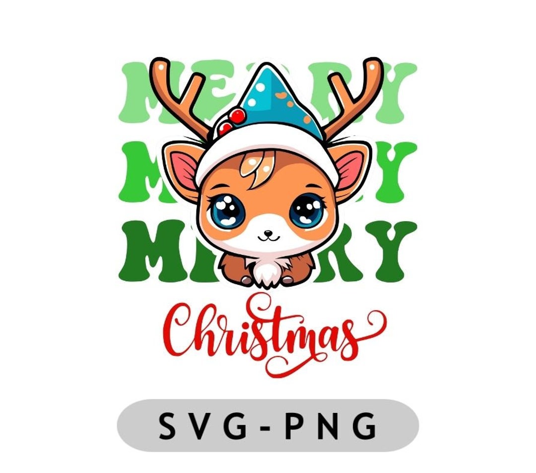Merry Christmas Cute Reindeer SVG & PNG Files, Reindeer SVG Png, Merry ...