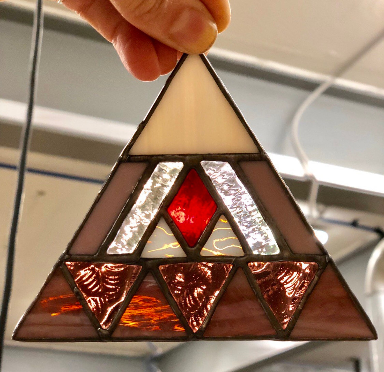 Fancy: Geometric Triangle Stained Glass Suncatcher | Etsy