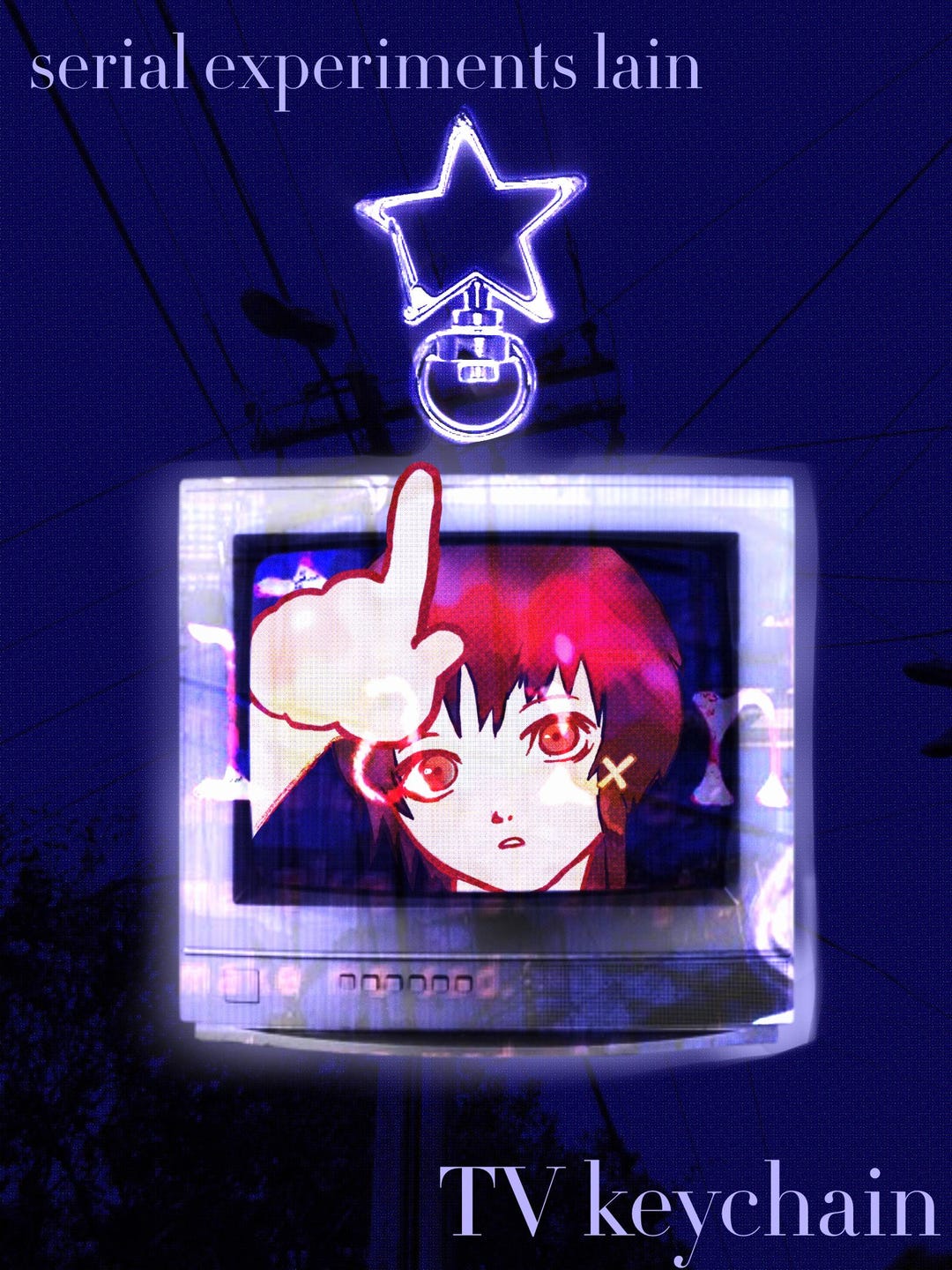 Serial Experiments Lain Iwakura Lain TV Keychain (2.5" Holographic ...