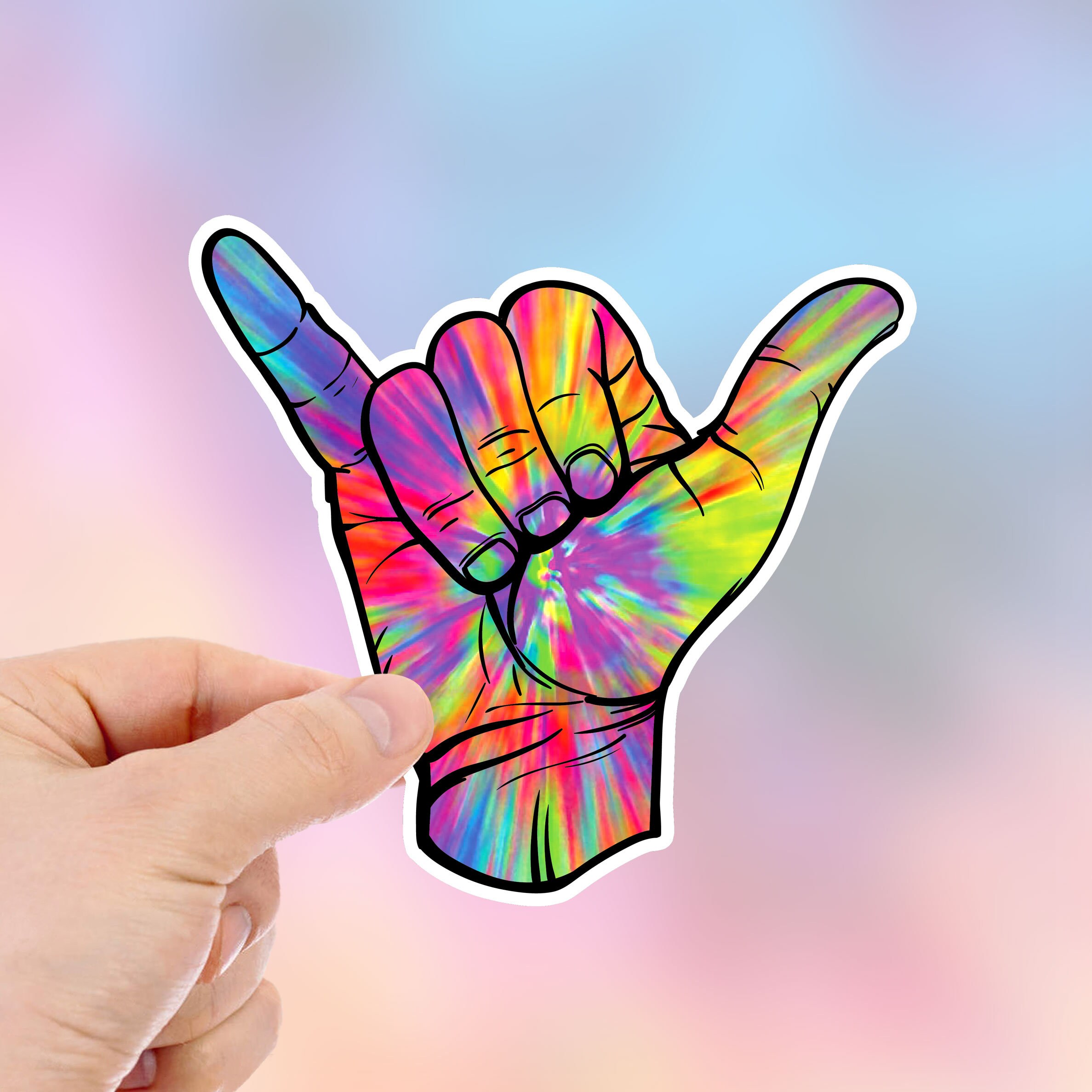 Shaka Hand Sticker Shaka Tie Dye Hippie Sticker Beach Water - Etsy Shaka Hand Sticker Shaka Tie Dye Hippie Sticker Beach Water - Etsy
