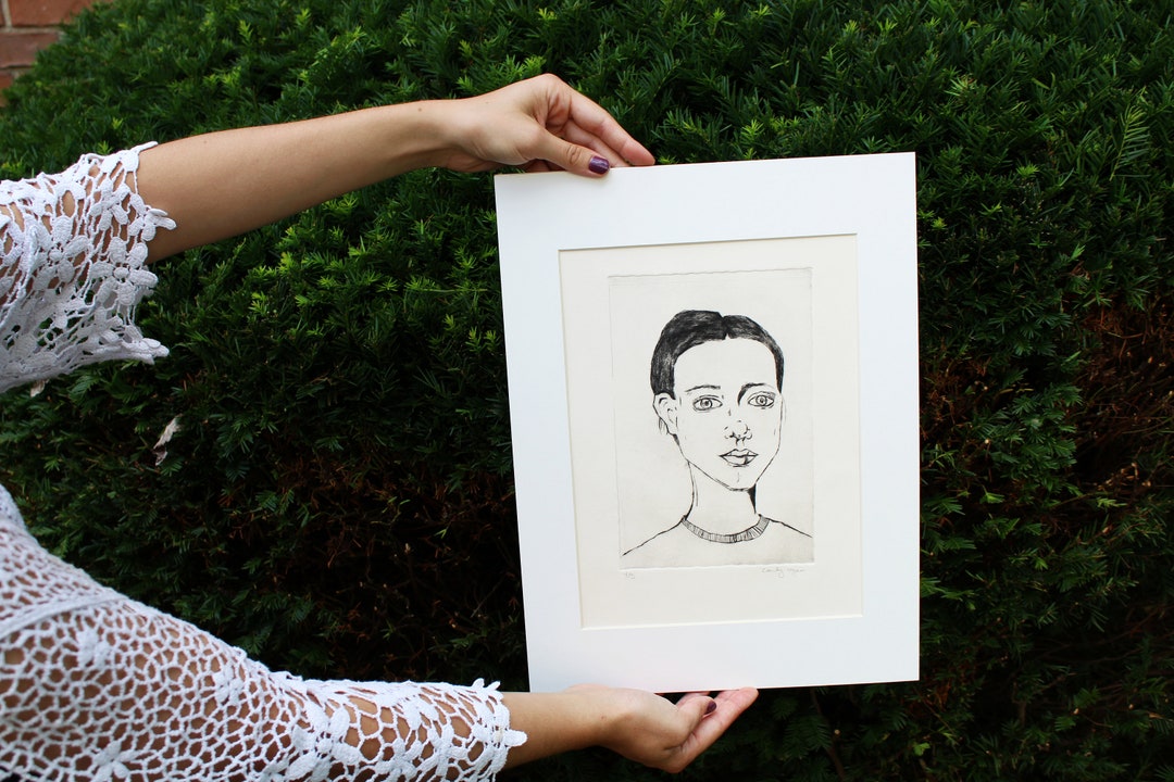 Intaglio Print, Etching, Portrait, Woman, Black and White, Home Decor ...