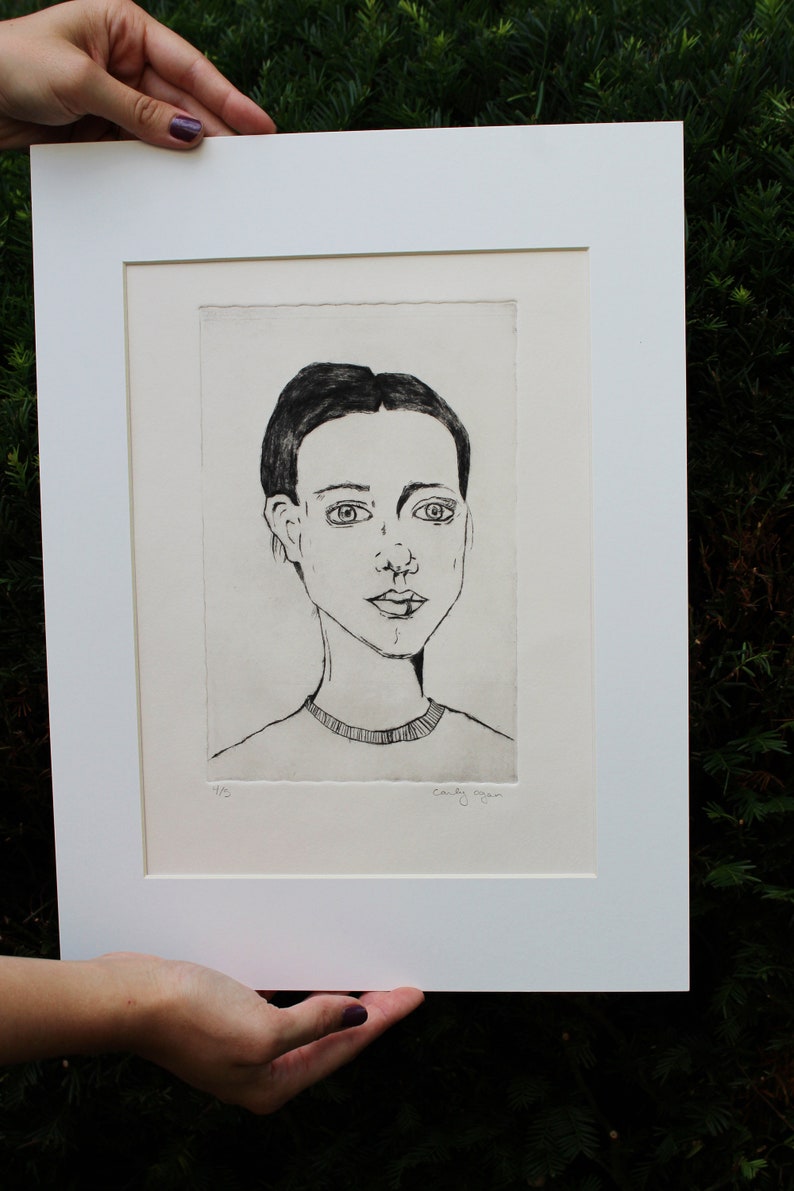 Intaglio Print Etching Portrait Woman Black and White - Etsy