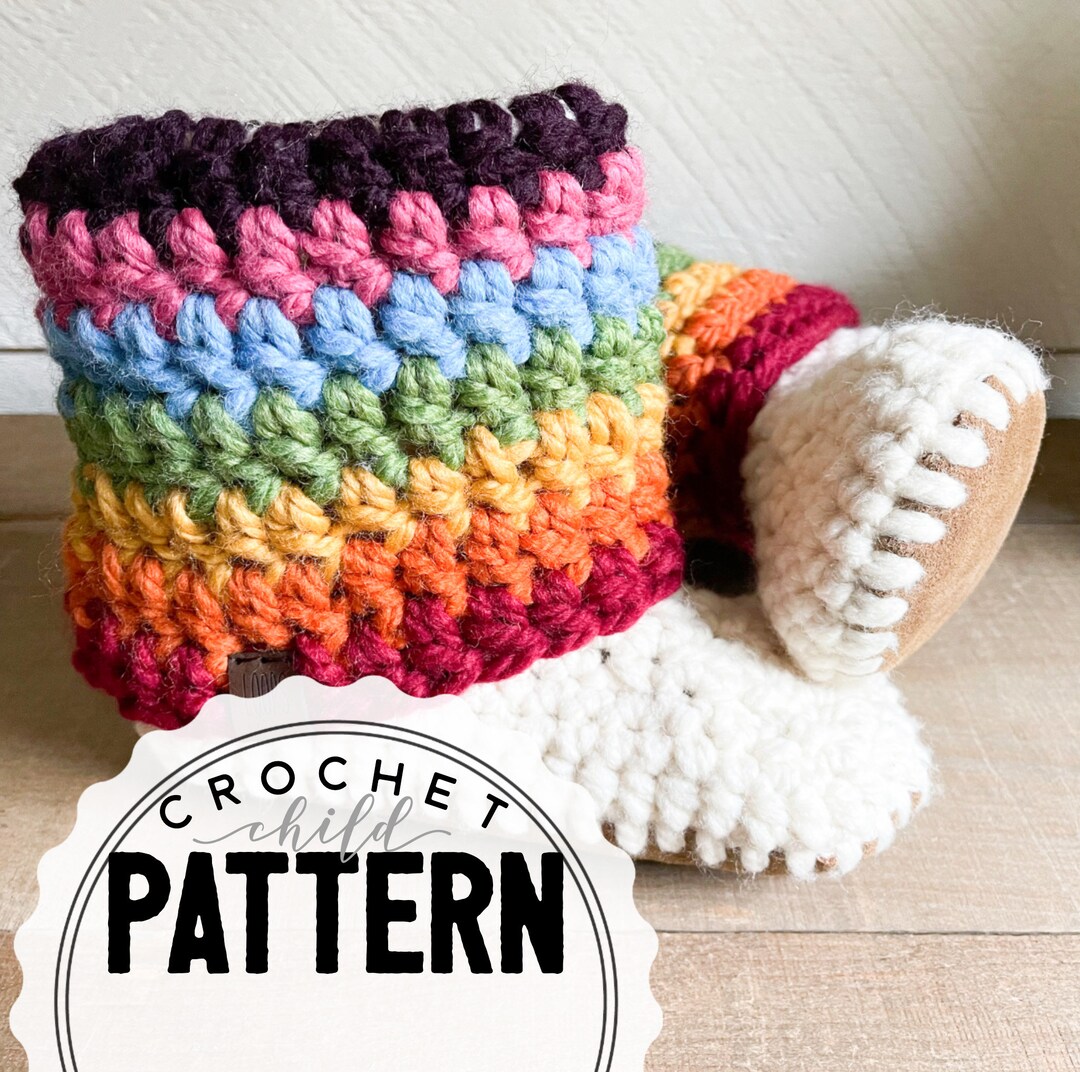 Child FOLD OVER BOOT Slipper Pattern, Crochet Pattern, Crochet Slippers ...