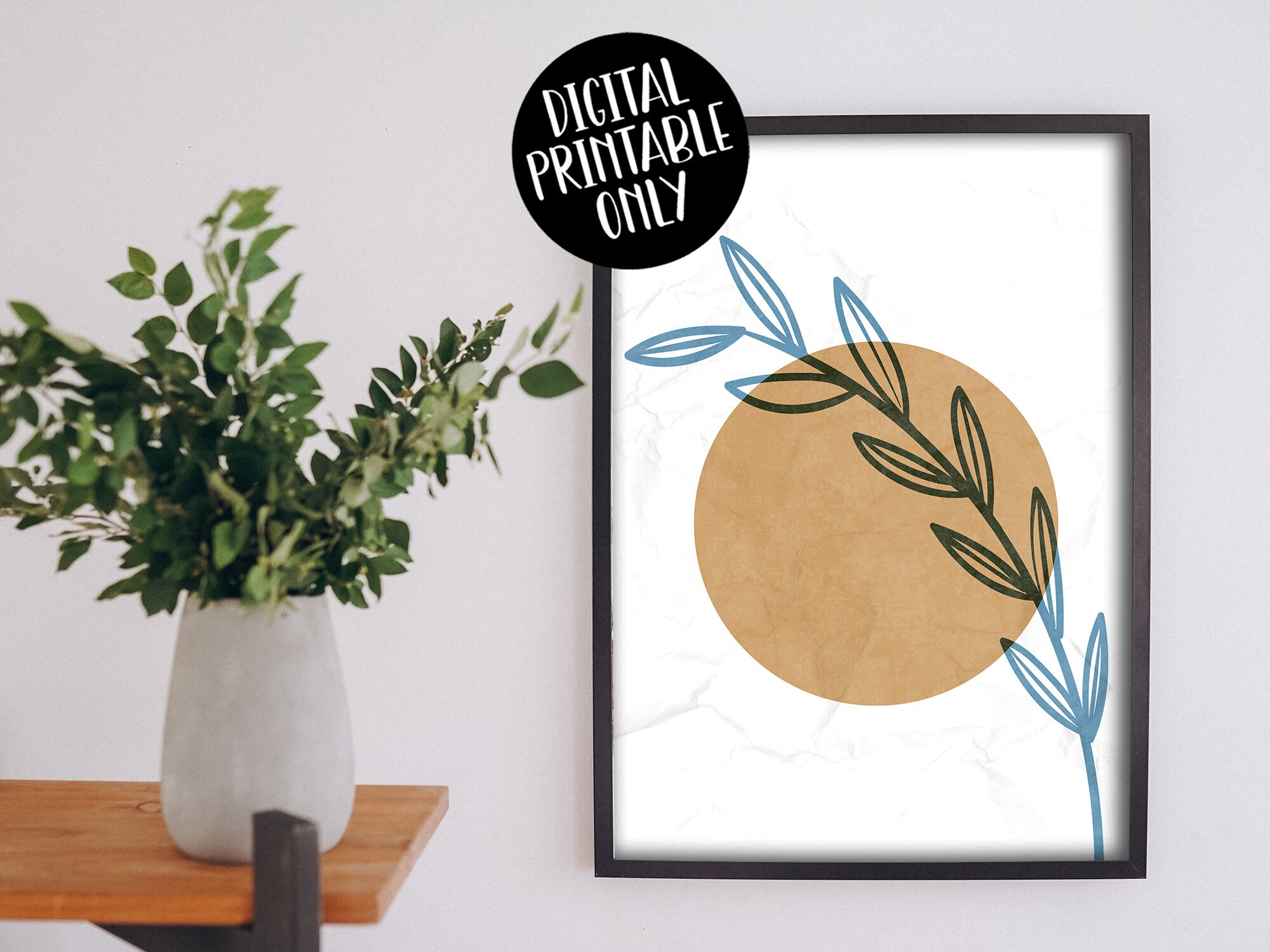 Blue Boho Wall Art Set of 6 Printable Boho Art, Room Decor, Blue Flower ...