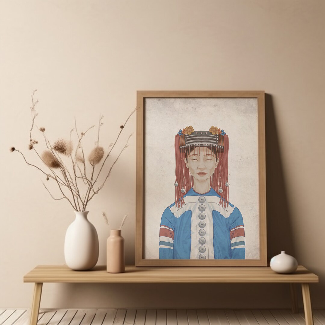 Lahu Tribe Portrait Art, Vintage Portrait Art of Hilltribe in Southeast ...