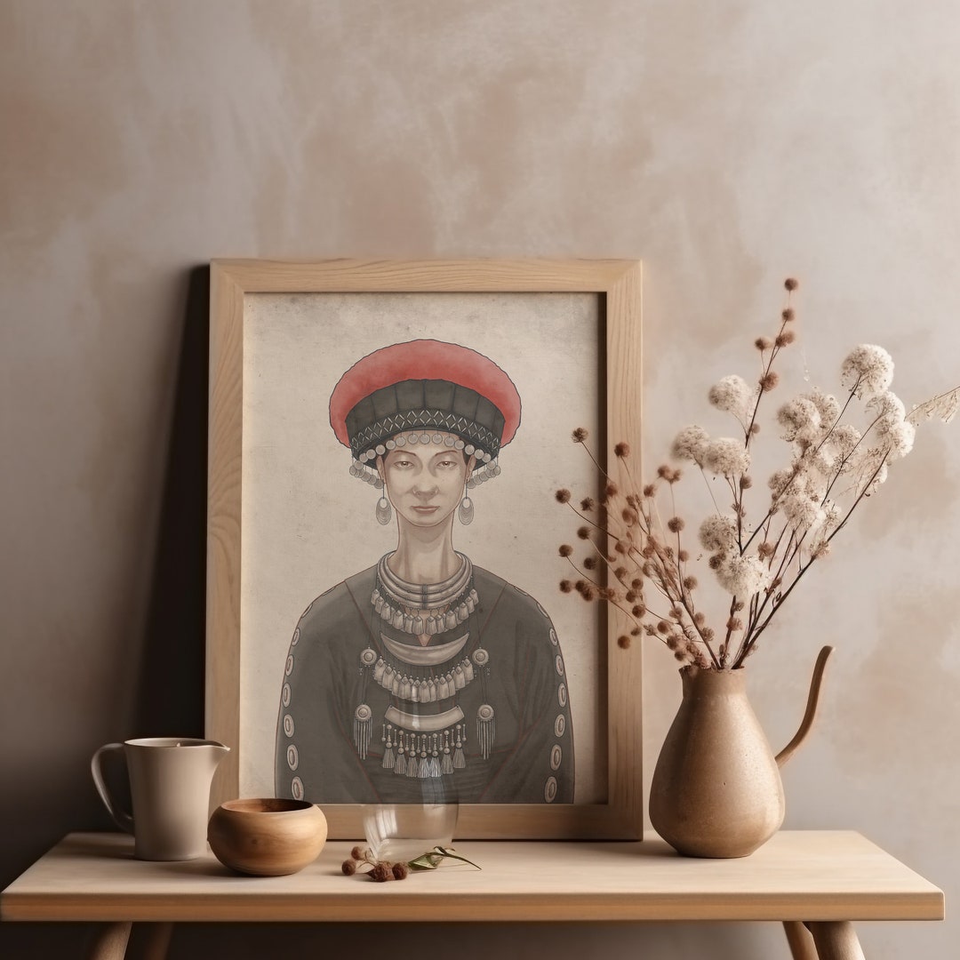 Digital Download, Hmong Tribe Portrait Art, Vintage Portrait Art of ...