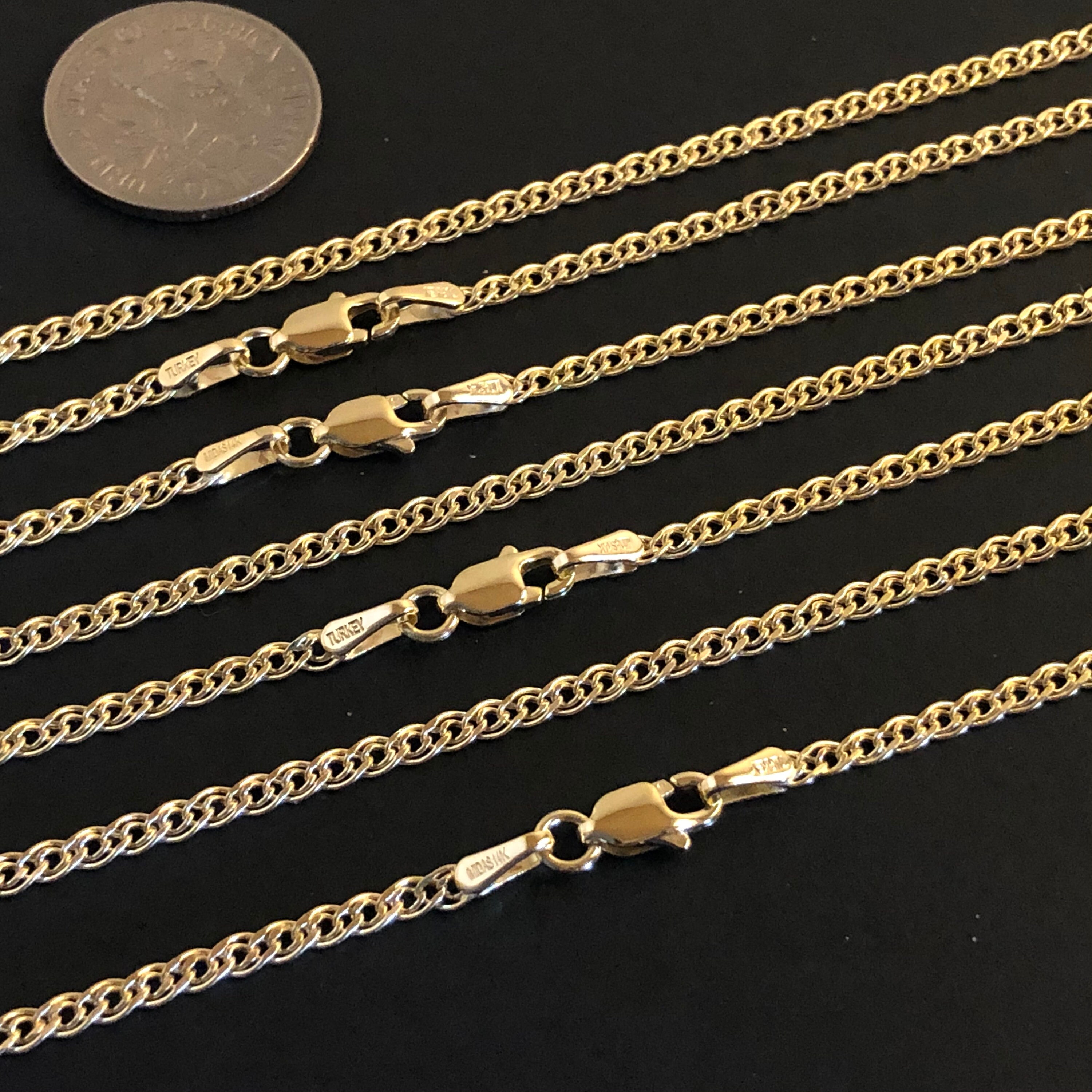 14 K Solid Yellow Gold 2.50 Mm Grand Nonna Chain Necklace 16", 18", 20 ...