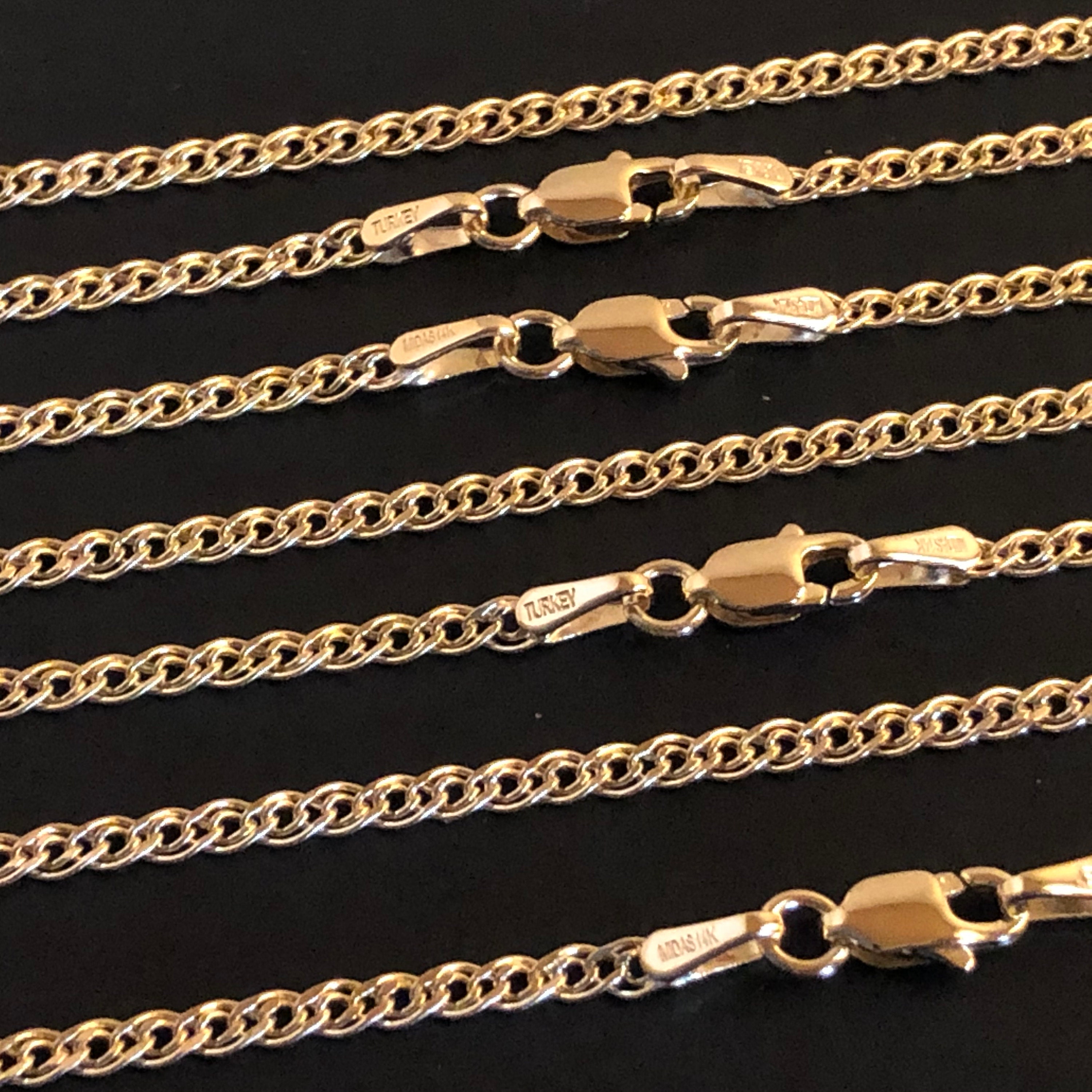 14 K Solid Yellow Gold 2.50 Mm Grand Nonna Chain Necklace 16", 18", 20 ...