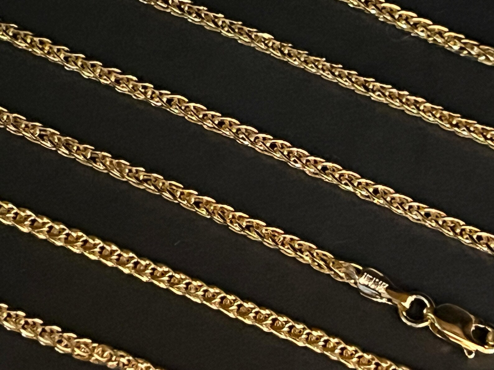 14K Yellow Gold Square Wheat Chain Necklace, 2.2mm, Real Gold, Lobster ...