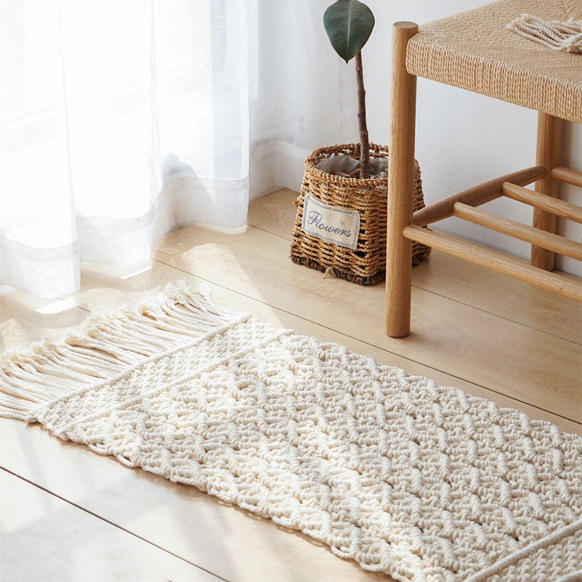 Macrame Rug Macrame Bedside Mat Macrame Carpet Boho Rug | Etsy