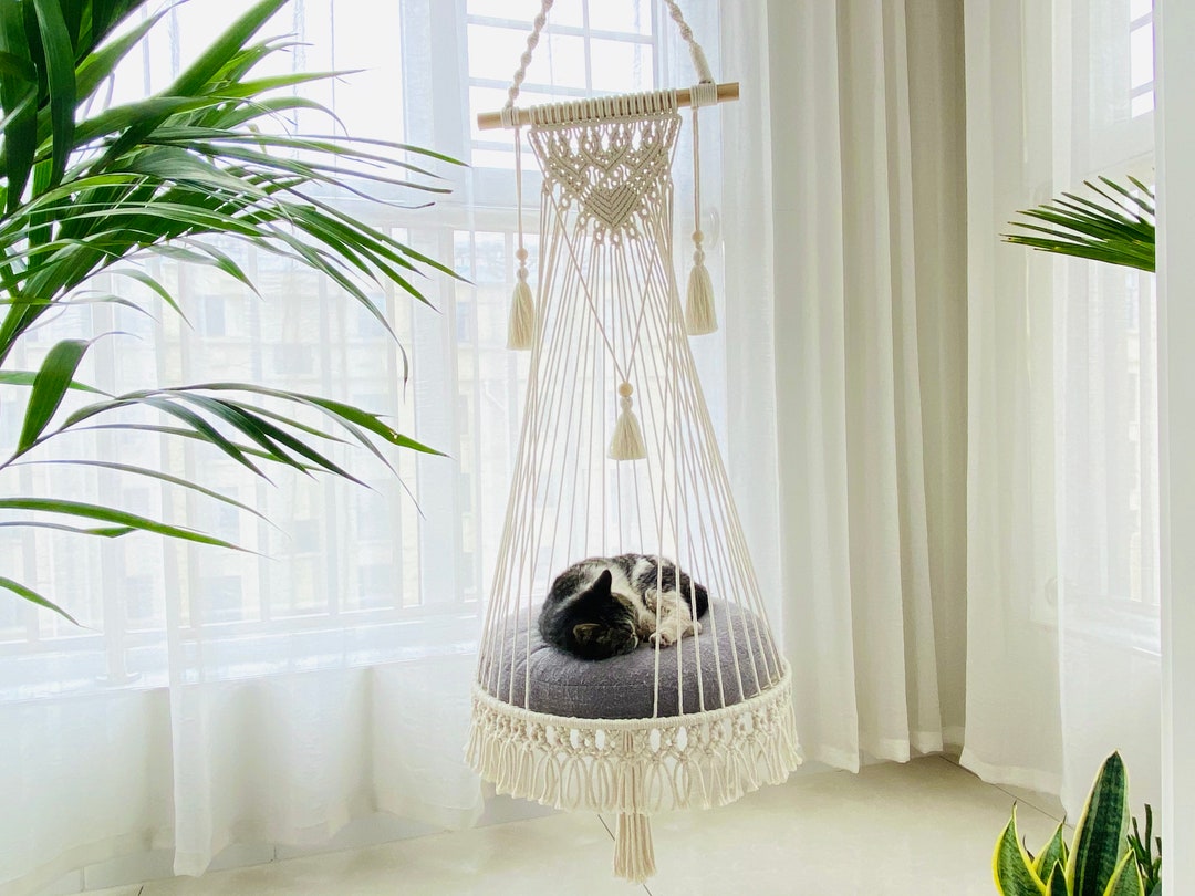 Personalized Gift for Cats - Macrame Cat Hammock; Macrame Cat Bed ...