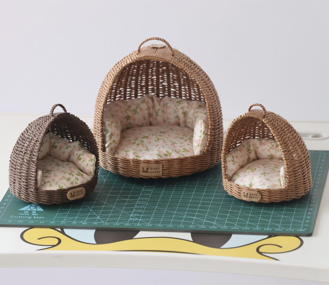 Handmade Rattan Miniature Pet House Dog House Nest, Vintage Pet ...