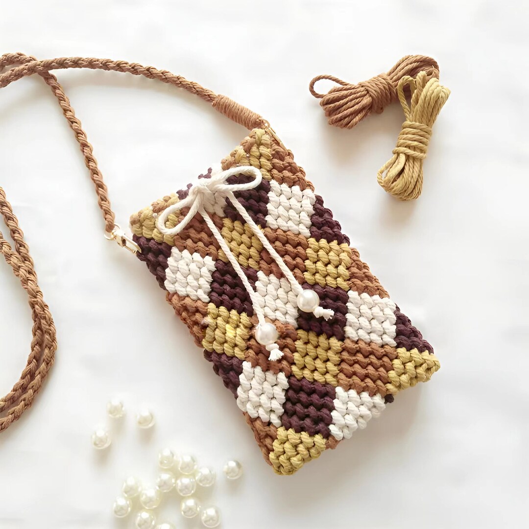 Beginner Level Macrame Cell Phone Bag Pattern, Macrame PDF Pattern for ...