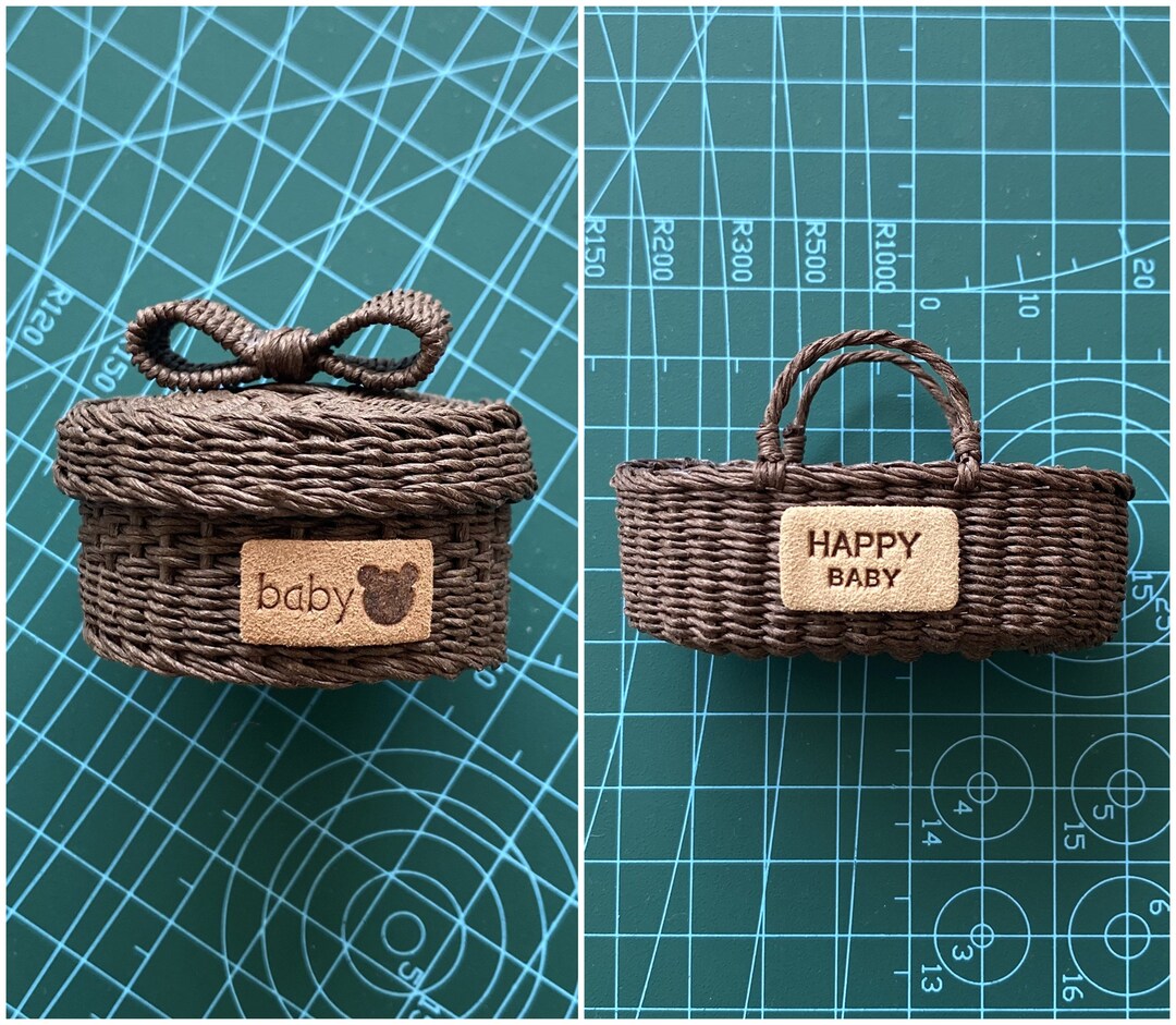 Set of 2 Handmade Miniature Baskets for Tiny Wine Bottles & Foods ...