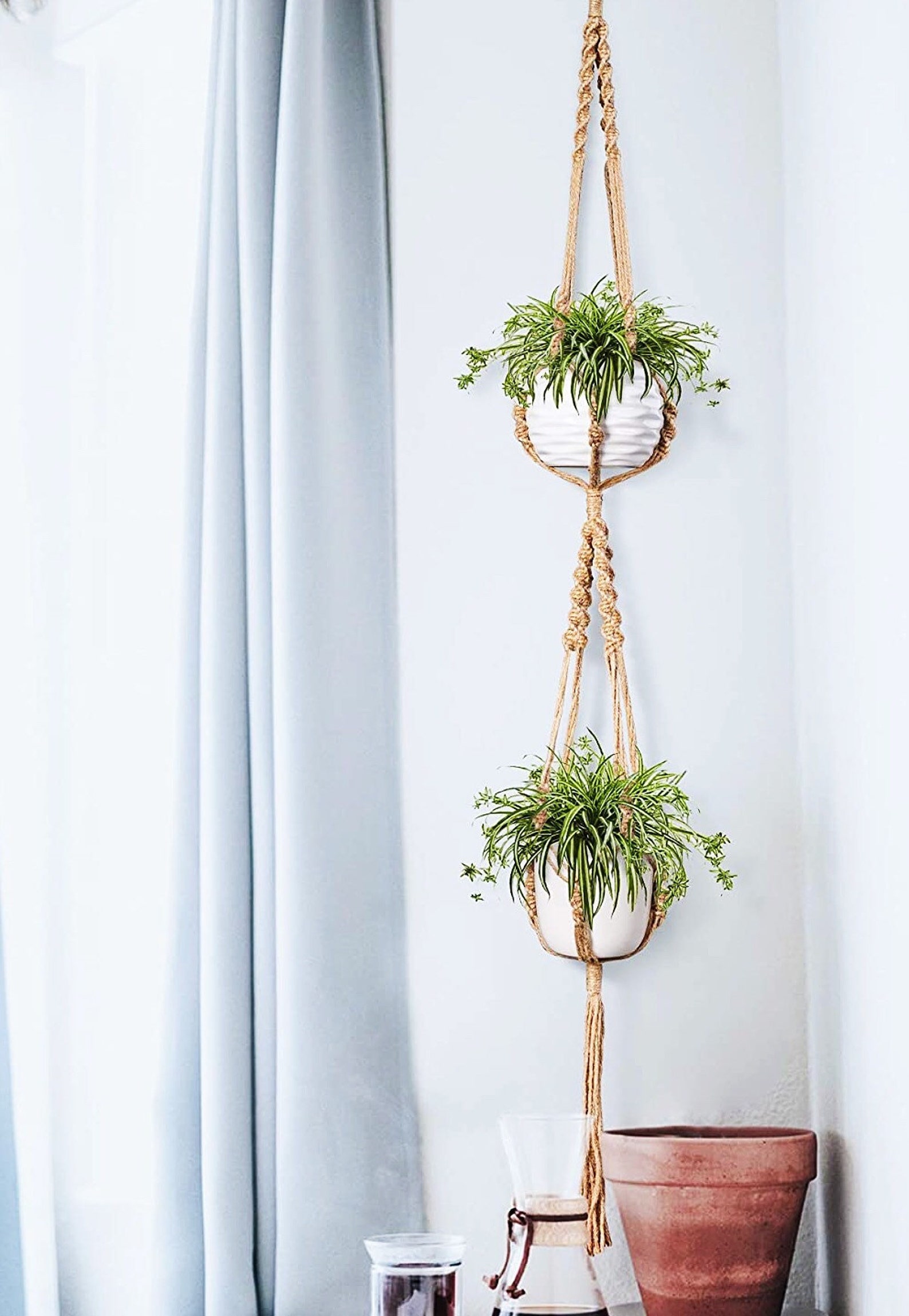 Rustic Jute Cord Handwoven Macrame Plant Hangers Set of 4 Pcs - Etsy