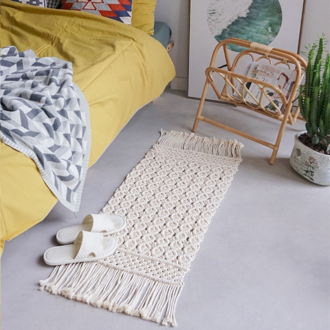 Macrame Rug Macrame Bedside Mat Macrame Carpet Boho Rug | Etsy