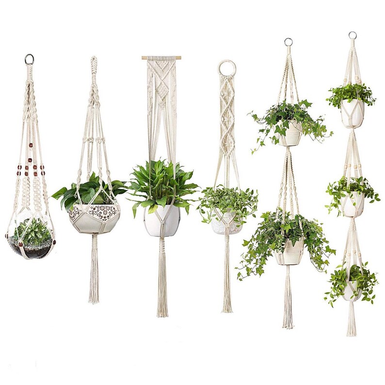 6 Pack Macrame Plant Hangers Set of 6 Boho Plant Hangers | Etsy