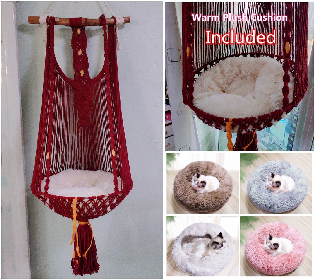 NEW DESIGN Macrame Cat Hammock Macrame Cat Bed With Cushion, Hanging ...