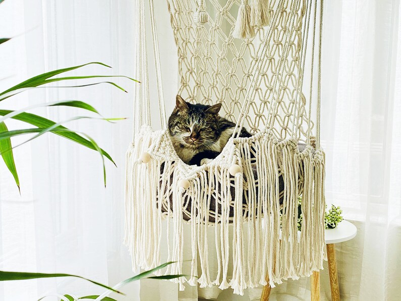 Macrame Hanging Cat Bed Macrame Cat Hammock Macrame Cat - Etsy