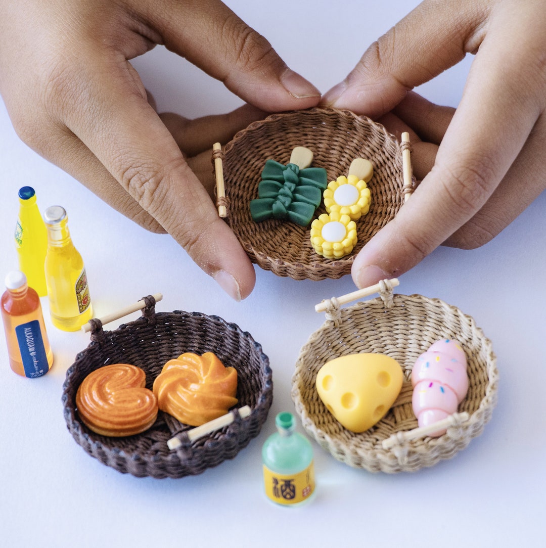 Personalized Rattan Basket for Miniature Foods and Bottles, Dollhouse ...