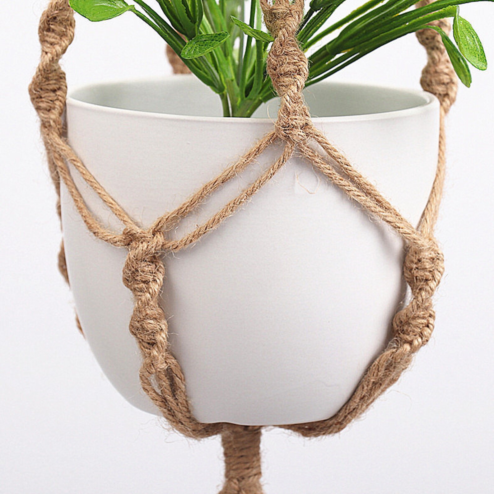 Rustic Jute Cord Handwoven Macrame Plant Hangers Set of 4 Pcs - Etsy