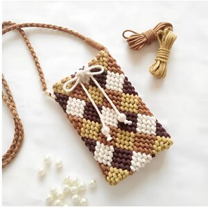 Beginner Level Macrame Cell Phone Bag Pattern, Macrame PDF Pattern for ...